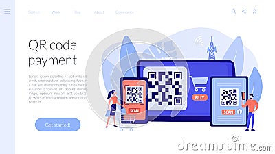 QR Code Concept Landing Page Vector Illustration | CartoonDealer.com #182101878