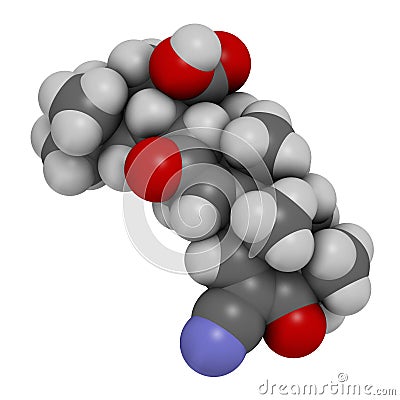 Bardoxolone Drug Molecule. 3D Rendering. Atoms Are Represented As ...