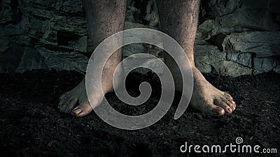 Barefoot Man Standing in Cave Stock Video - Video of iron, metaphor ...
