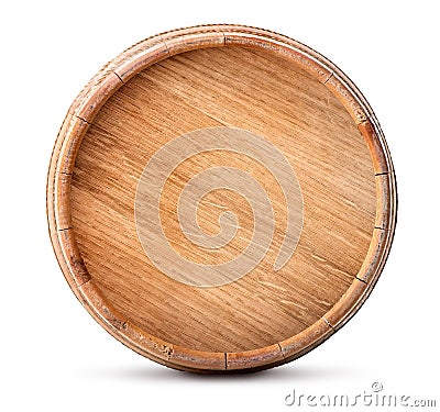 Wooden Barrel Isolated on White Background, Top View. 3d Rendering ...