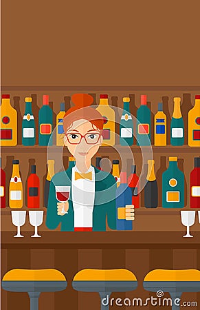 Bartender Standing At The Bar Counter. Cartoon Vector | CartoonDealer ...