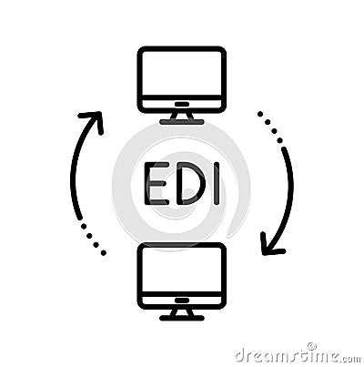 EDI, Electronic Data Interchange Icon, Line Color Illustration Cartoon ...