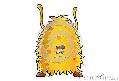 Vector Cartoon Illustration Of Cute Yellow Fur Monster. | CartoonDealer ...
