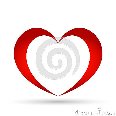 Abstract Red Line Heart Shape Outline Vector Icon In Flat Style The ...