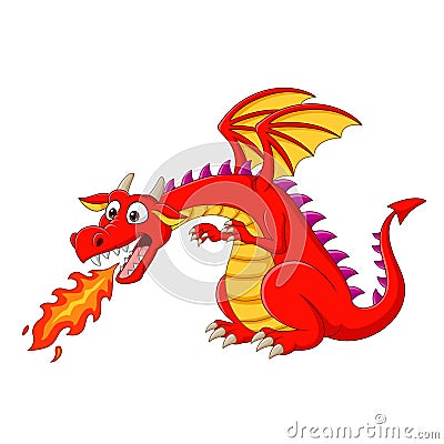 Cartoon Red Dragon Spitting Fire | CartoonDealer.com #173673777