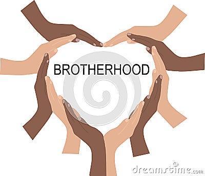 Anti-racist Symbol Black And White Hands. Heart. Vector | CartoonDealer ...