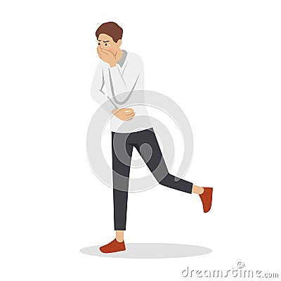 Vector Illustration Of Man Running To Toilet | CartoonDealer.com #206254492