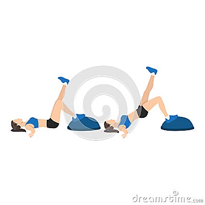 Woman Doing Single Leg Bridge Exercise Vector Illustration ...