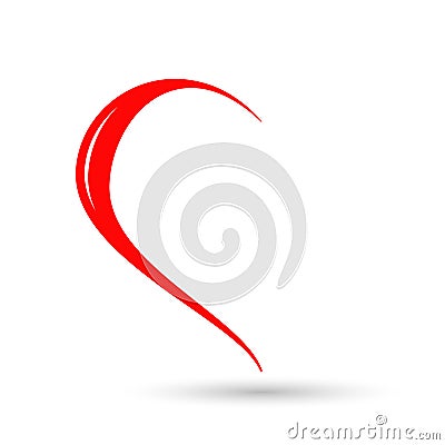 Abstract Red Half Heart Outline Illustration Vector Icon For Love ...