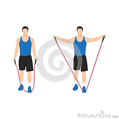Man Doing Resistance Band Lateral Raises. Side Raises Cartoon Vector ...