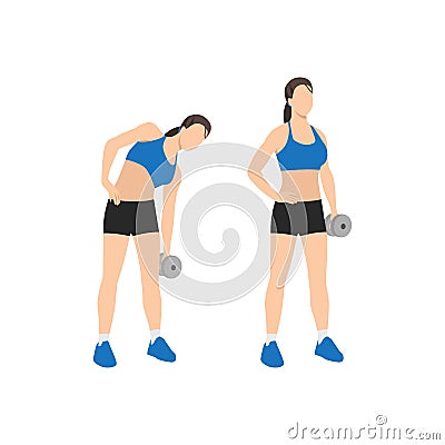 Woman Doing Standing Dumbbell Side Bends Exercise. Cartoon Vector ...
