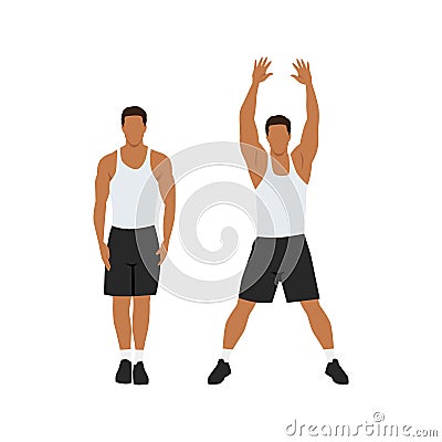Man Doing Jumping Jacks. Star Jumps Exercise. Royalty-Free Cartoon ...