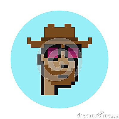 Cowboy Wearing Fancy Glasses NFT Pixel Art Cryptopunks Cartoon Vector ...