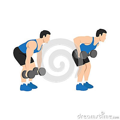 Man Doing Dumbbell Bent Over Rows Exercise Royalty-Free Illustration ...
