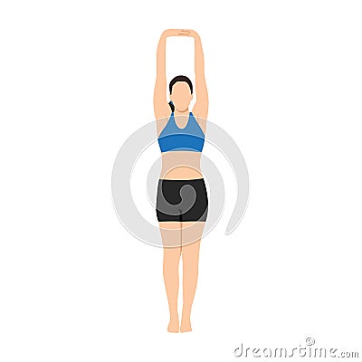 Woman Doing Palm Tree Pose, Upward Hand Stretch Pose Royalty-Free ...