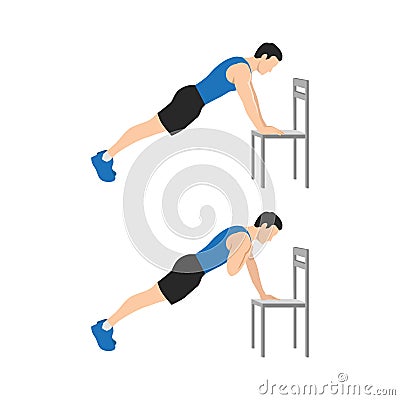 Man Doing Incline Plank Shoulder Taps Exercise. Flat Vector ...