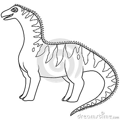 Hand Drawn Of Amargasaurus Line Art Cartoon Vector | CartoonDealer.com #258203453