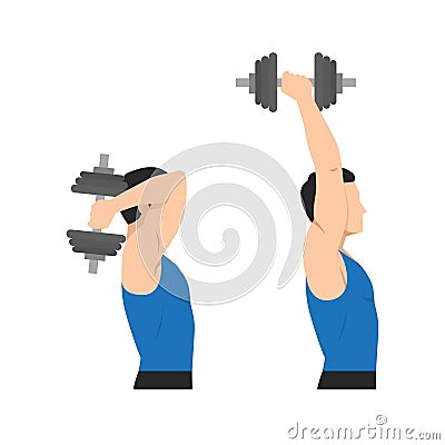 Man Doing Dumbbell Overhead Triceps Extension Exercise Cartoon Vector ...