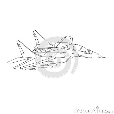 MiG-35 Jet Fighter Coloring Book. Aircraft Outline Illustration ...