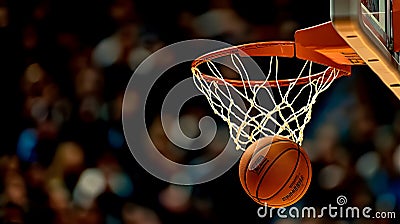Basketball Approaching Hoop In Action-packed Game Blurred Crowd In The ...