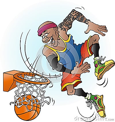 A Basketball Player Dunking Vector Illustration | CartoonDealer.com ...