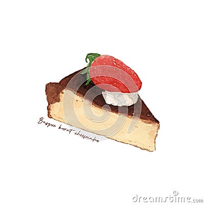 Basque Burnt Cheese Cake, Hand Draw Vector | CartoonDealer.com #225052984