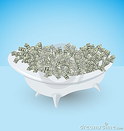 Bath With Money, Dollars, Wealth And Success Stock Vector - Image: 50661357