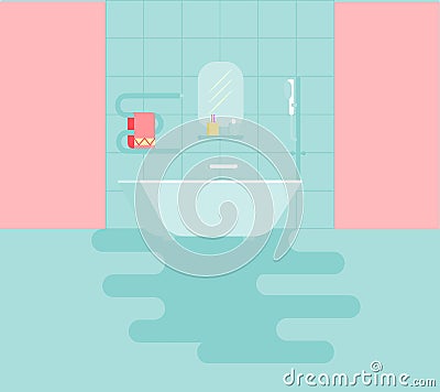 Bathroom With Amenities Cartoon Vector | CartoonDealer.com #63306499