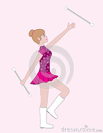 Baton Twirler Illustration Cartoon Vector | CartoonDealer.com #4445307