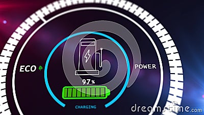 Battery Charging Digital Display Animation Showing the Process of ...