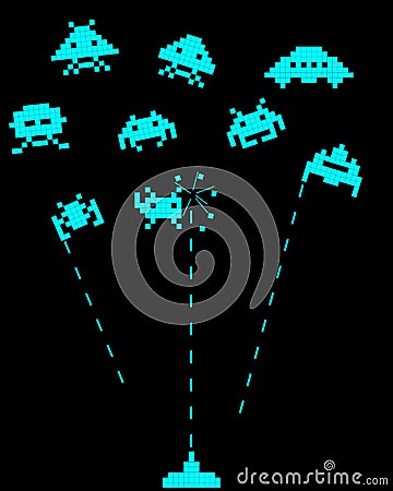 Battle With Space Invaders Royalty Free Stock Photos - Image: 33972278