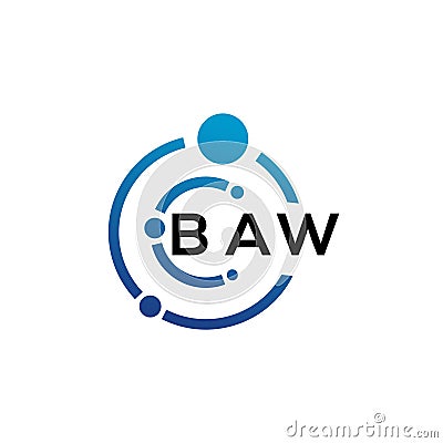 BAW Letter Logo Design On Black Background. BAW Creative Initials ...