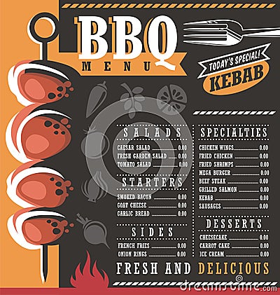 BBQ Restaurant Menu Design Stock Vector - Image: 68285098