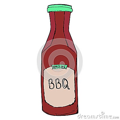 BBQ Sauce Bottle. Hand Drawn Barbeque Dressing. Cartoon Vector | CartoonDealer.com #85409679