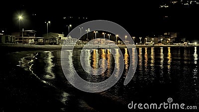 Beach Lights Reflected in Sea at Night Stock Video - Video of light ...