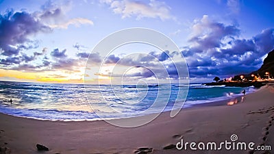 Beach Time Lapse Sunset Fisheye Stock Video - Video of ocean, away ...