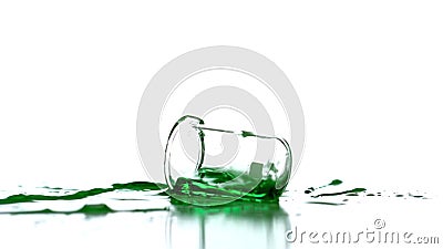 Beaker Falling and Spilling Green Liquid Stock Video - Video of ...