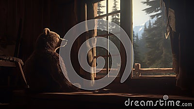 Bear In Window: Unreal Engine 5 Artwork By Patrick Brown Stock Image ...