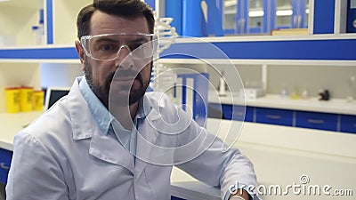 Bearded Scientist Posing for Camera Confidently Stock Footage - Video ...