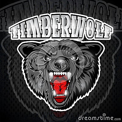 Beast Wolf Face From The Front View With Bared Teeth. Logo For Any ...