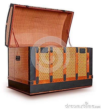 Beautiful Antique Open Chest. Side View. Isolated On White Background ...