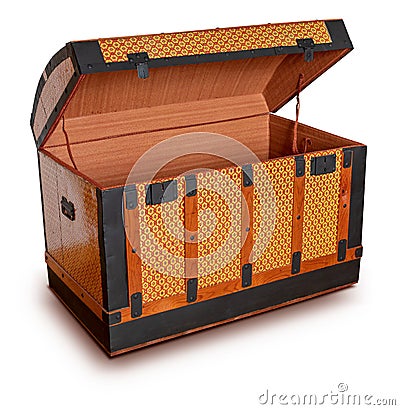 Beautiful Antique Open Chest. Side View. Isolated On White Background ...