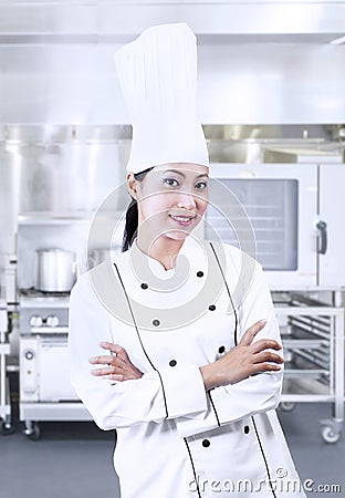 Beautiful chef on kitchen - Stock Image - Everypixel