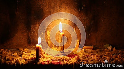 Beautiful Dramatic Candle Lights and Melting Wax Stock Video - Video of ...