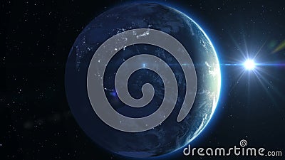 Beautiful Earth Rotation 360 Degrees With The Sun. Looped Animation. HD ...