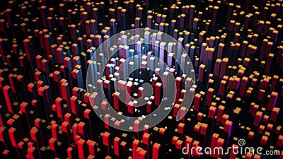 Beautiful Futuristic Background with Rising 3D Figures on Black ...