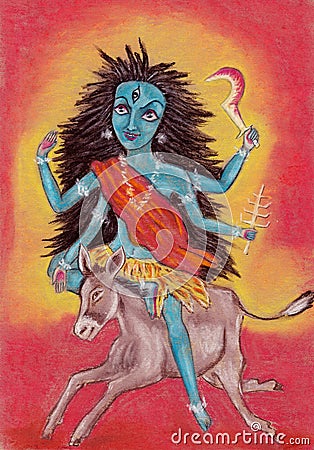 Beautiful Hindu Goddess Rendering Shree Kalaratri Devi. Navaratri. Day ...