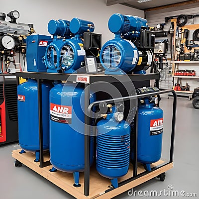 Display Case Of Newly Purchased Air Compressors Stock Illustration ...