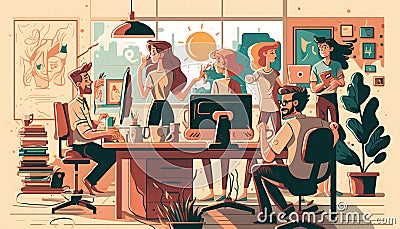 Collaborative Teamwork In Pastel Colors Royalty-Free Cartoon ...