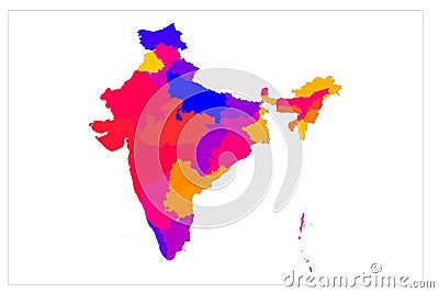Beautiful Map Of India States With Separate Colors On Each India States ...